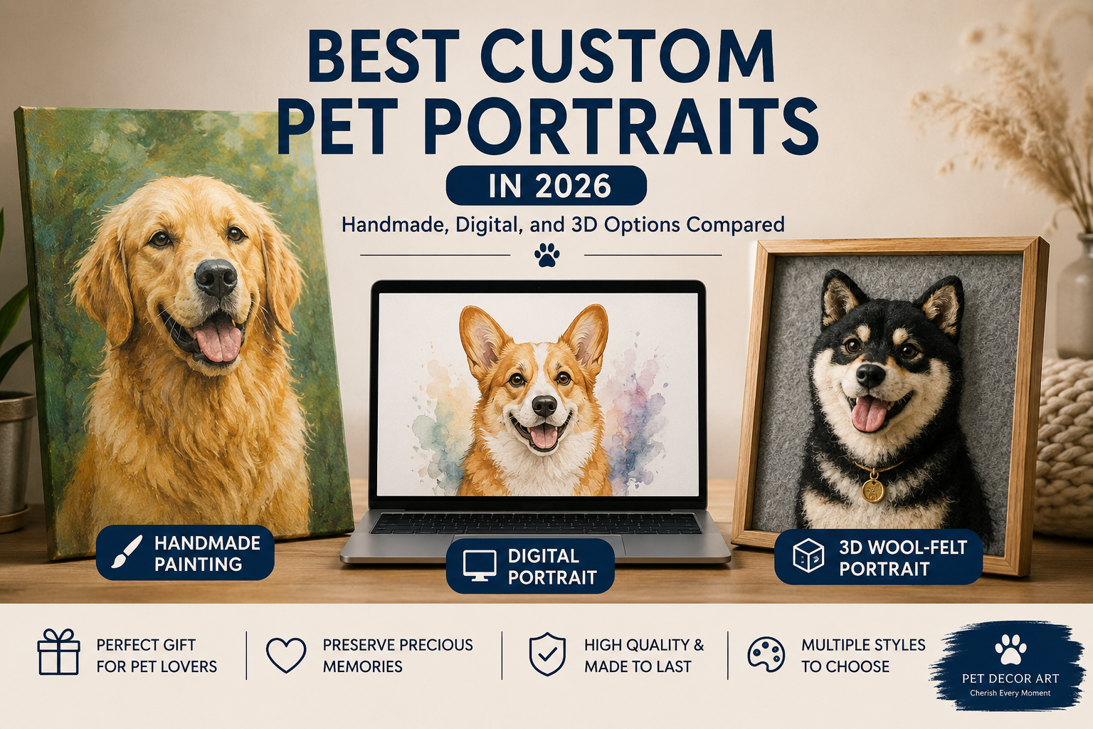 Best Custom Pet Portraits in 2026: Handmade, Digital & 3D – PetDecorArt